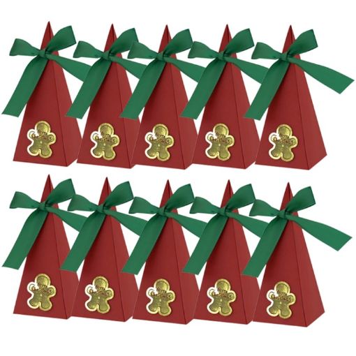 10pcs Christmas Candy Boxes Triangle Xmas Gift Paper Packaging Box ...